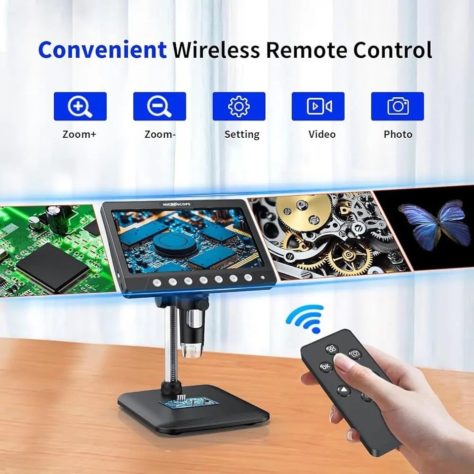 7" IPS Screen Digital Microscope 5MP 1200X Photo & Video Microscope 8 ...