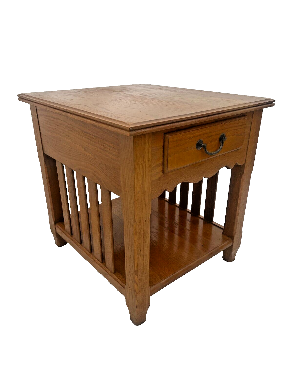 Ethan Allen Side Table Nightstand Oak Drawer Shelf American Artisan #19 ...