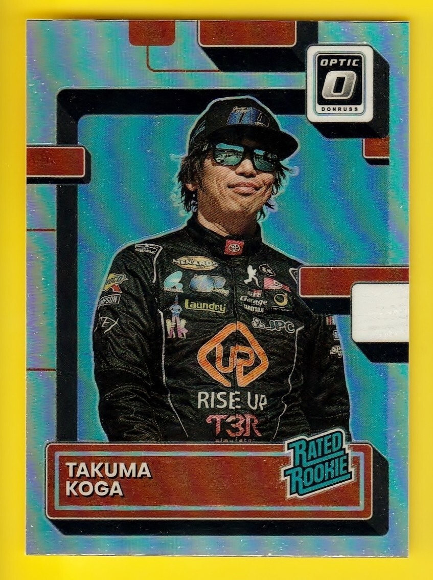 2023 Donruss NASCAR Optic 12 Takuma Koga Rated Rookie RC Silver Holo ...