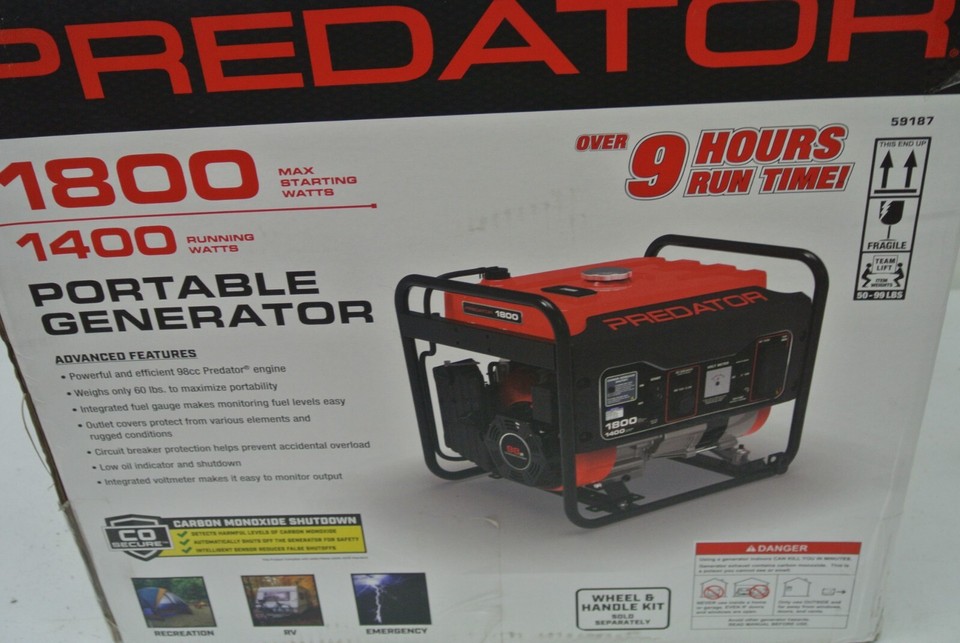 PREDATOR 1800 Watt Gas-Powered Portable Generator with CO SECURE ...