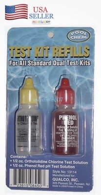 Chlorine & pH Dual Test Solution Drops Refill Kit for Swimming Pool Hot ...