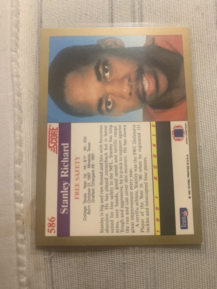 Stanley Richard - Texas Longhorns - 1991 Score Football - Rookie - #586 ...