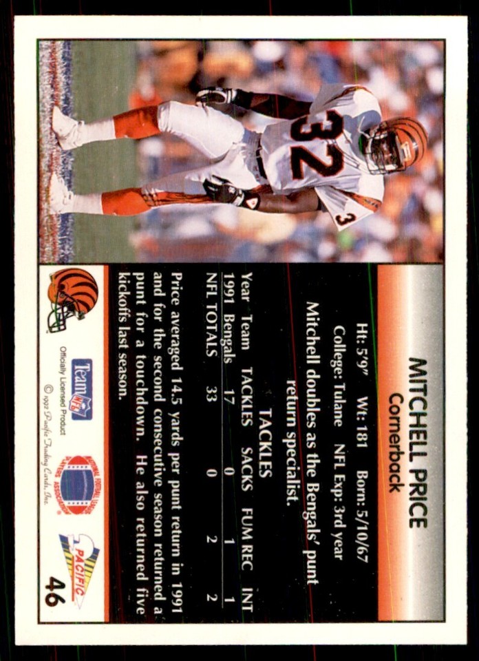 1992 Pacific Mitchell Price Football Cards #46 | eBay