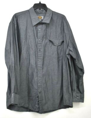 Foundry Men's Gray Solid Long Sleeve Button-Up Cotton Career Dress ...
