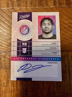 2024 Prestige Nfl Passports Signatures Dillon Johnson RC Titans NPS-DJN ...