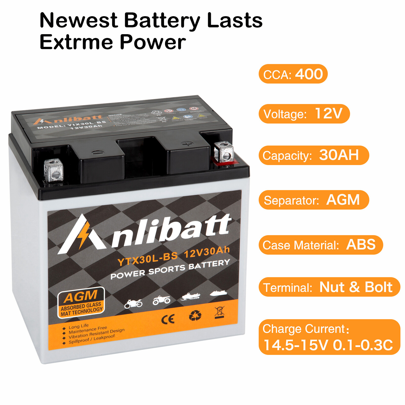 YTX30L-BS High Performance Maintenance Free Sealed AGM Motorcycle ...