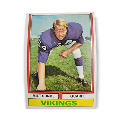 1974 Topps Football Milt Sunde Card #57 Minnesota Vikings Trading Card ...