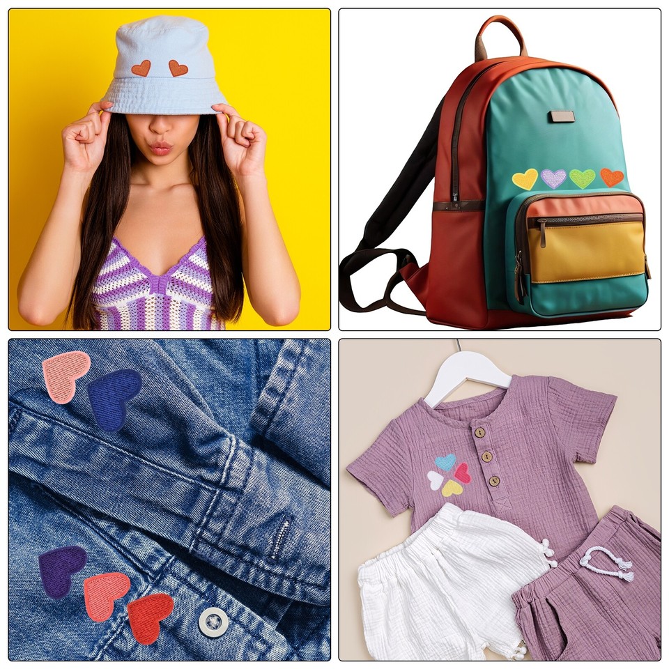 24Pcs Solid Violet Small Heart Patch Embroidered Appliques Patches 1 ...