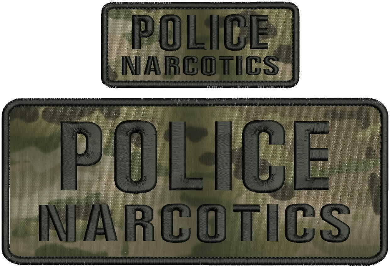 Police narcotics Embroidery Patch 4x10 & 2x5 hook on back black letters ...