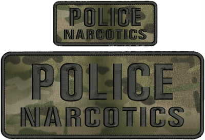 Police narcotics Embroidery Patch 4x10 & 2x5 hook on back black letters ...
