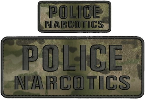 Police narcotics Embroidery Patch 4x10 & 2x5 hook on back black letters ...