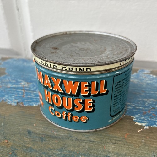 Vintage 1 Lb Key Wind Maxwell House Coffee Drip Grind Coffee Tin Can ...