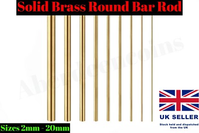 2 - 20mm Solid Brass Round Bar Rod Model Engineer Hobby Craft Shaft ...