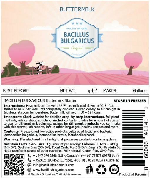 Bacillus Bulgaricus Buttermilk starter,probiotic makes(8gal-32litres ...