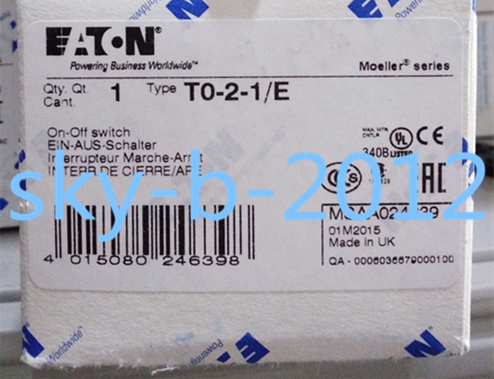 1 PCS NEW IN BOX EATON MOELLER Load isolating switch T0-2-1/E | eBay