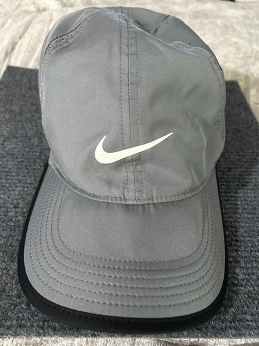 Nike Hat Featherlight Dri-Fit Cap Gray Golf Vented Adjustable One Size ...