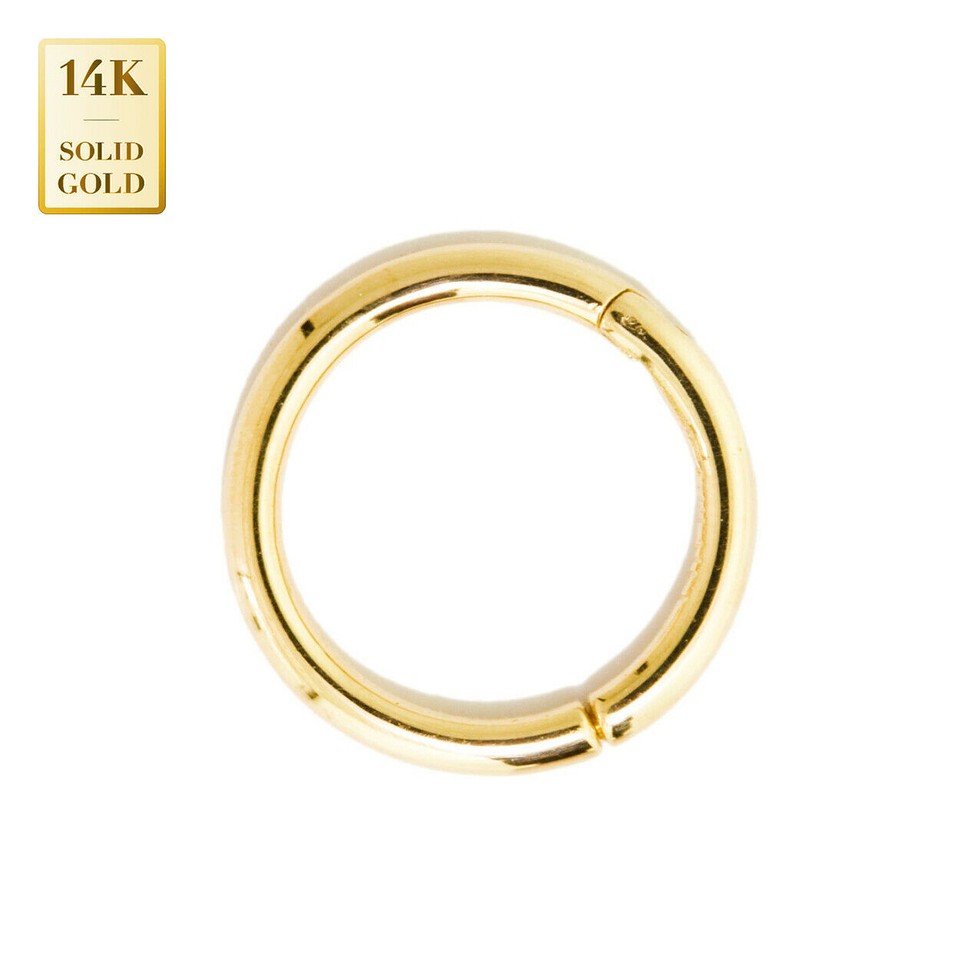 20G Gauge 14K REAL Solid Gold Hinged Segment Septum Ear Hoop Nose Ring ...