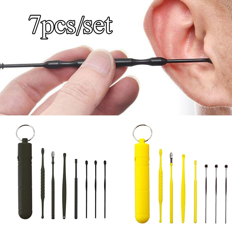 7PCS Innovative Spring Ear Wax Cleaner Tool Set Ear Pick Ear Wax ...