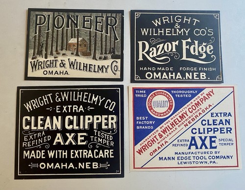 NOS Vintage Early Paper Axe Labels - Wright & Wilhelmy Omaha, Nebraska ...