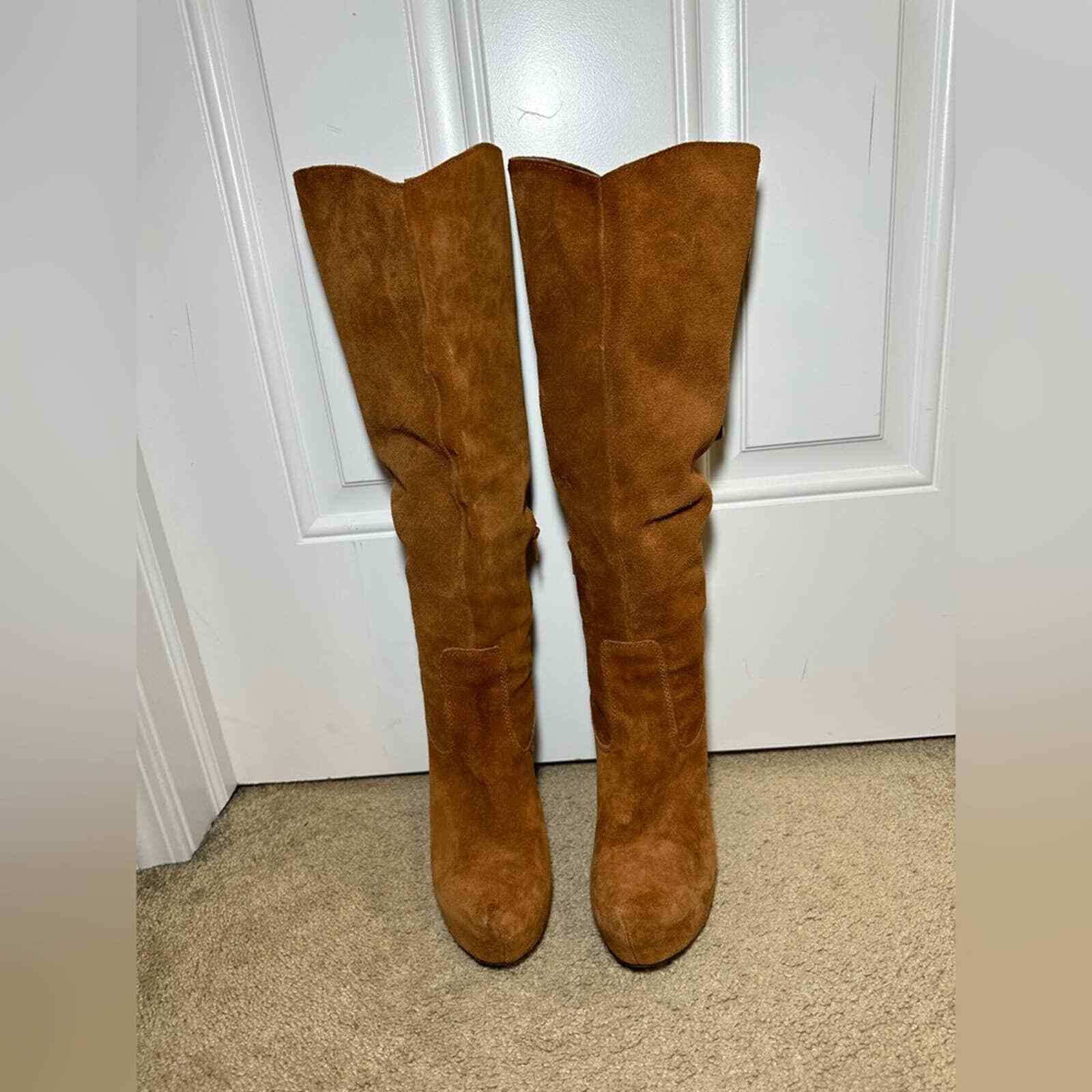 Bakers Brown Suede Leather Knee High Heel Boots- Butt… - Gem