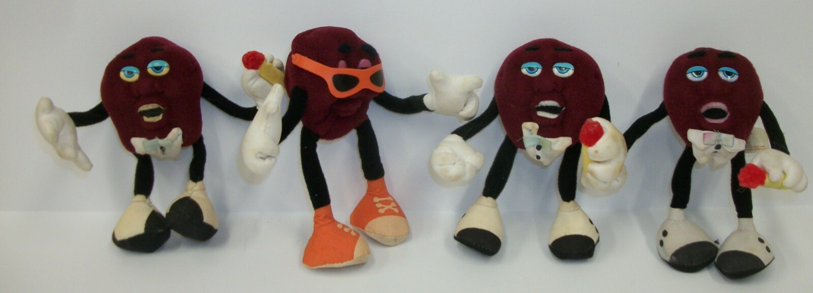 4 Vintage 1988 Applause Poseable Plush California Raisins Figures Toys ...