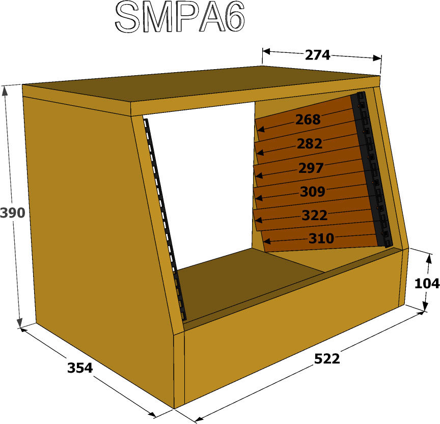 6u 19 inch Angled Desktop Rack Pod - Recording Radio Studio Furniture ...