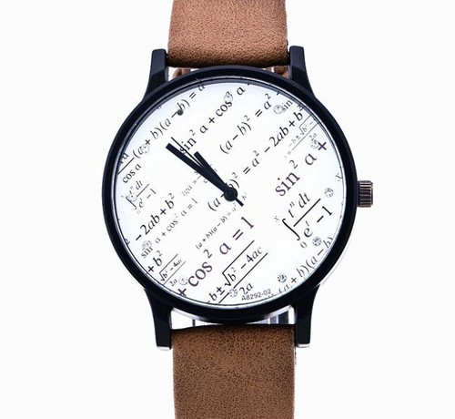 Modern Novelty Wrist Watches w/Math Equations on Dial & Leather Bands ...