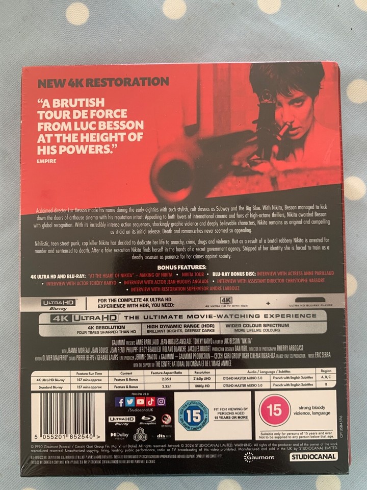 Nikita 4K UHD Blu-ray Limited edition SteelBook U.K. Exclusive NEW ...