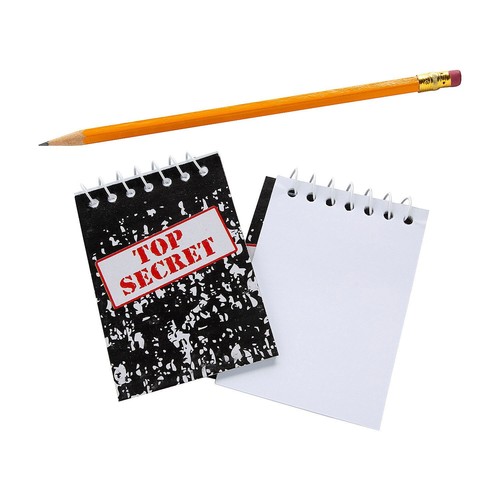 SPECIAL AGENT PARTY Mini Notepad Top Secret Notebook Favour Pack of 6 ...
