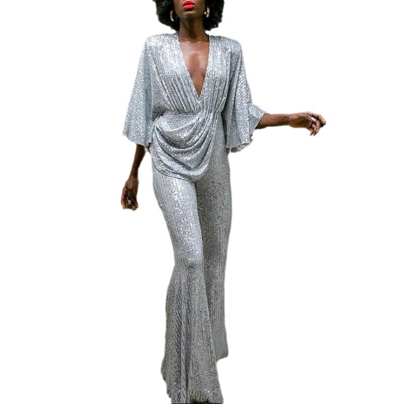 Temperament Sexy Deep V Open Back Jumpsuit Pants Women's Popular ...