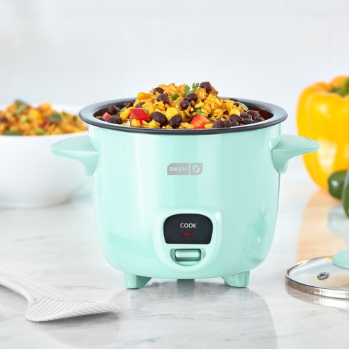 Dash Mini Rice Cooker, Aqua Removable Pot Features A Nonstick Coating ...