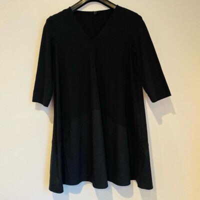 COS Black Contrast Tunic V-Neck Dress Size Medium | eBay