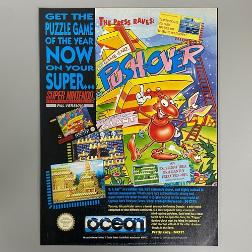 Esta Juego No Es Push-Over super nintendo Snes Océano 1993 Vintage ...