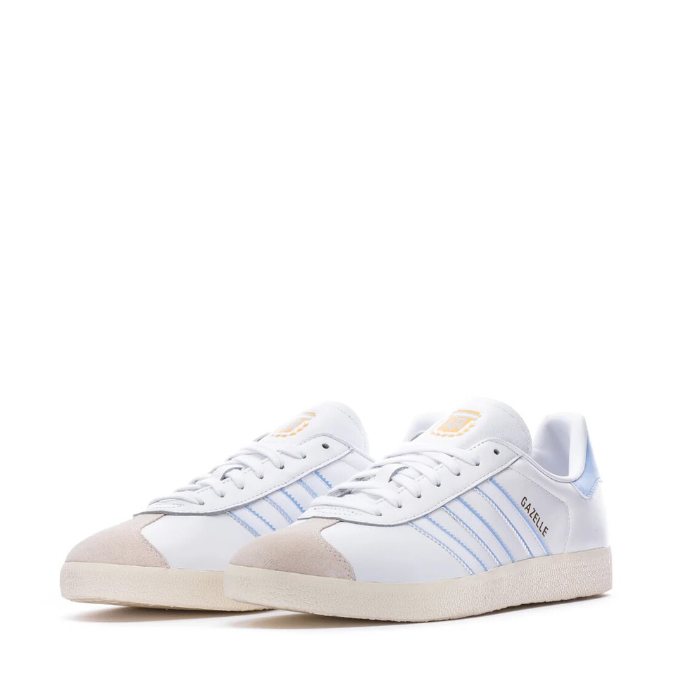 Mens adidas GAZELLE ID3718 (Argentina) Ftwr White/Glow Blue/Off White ...