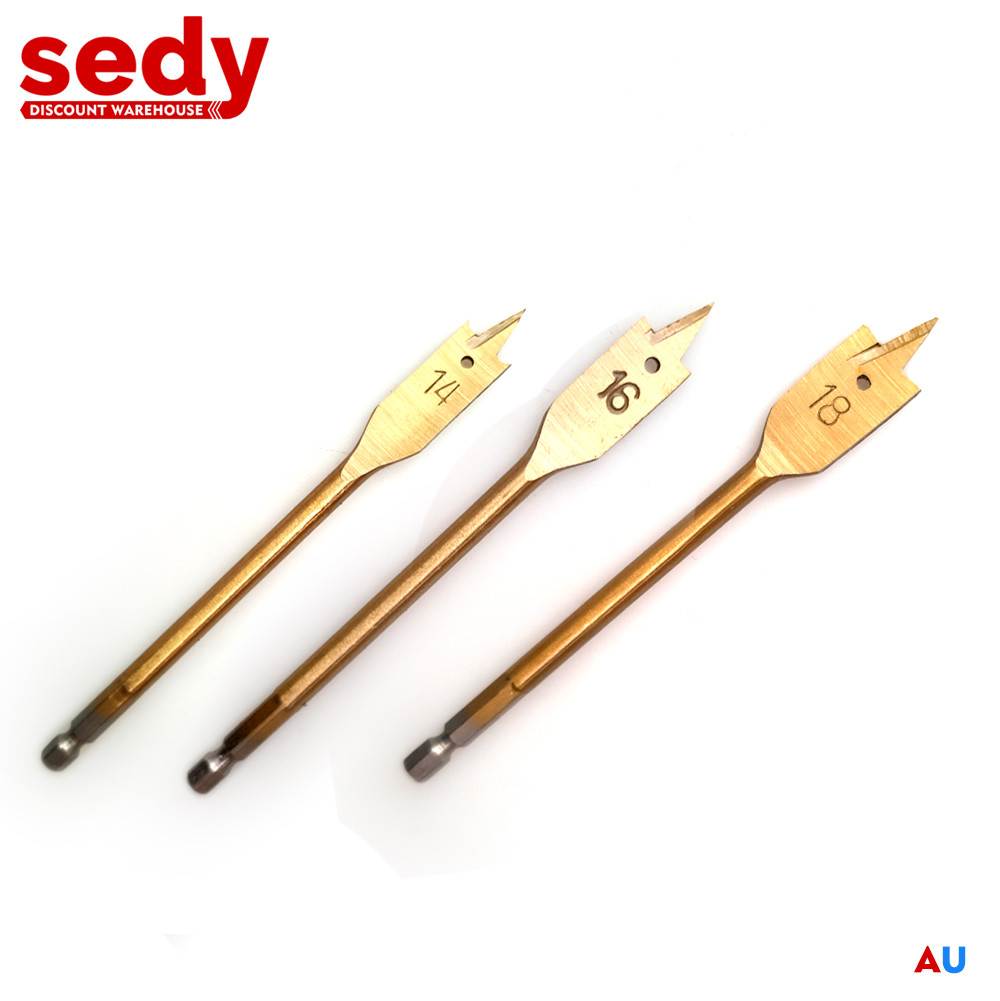 Metric Flat Wood Boring Spade Drill Bits Titanium Coated Timber Plaster ...