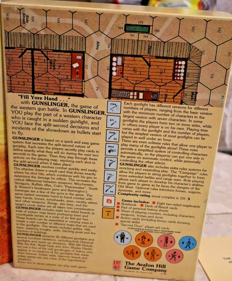 Avalon Hill : GUNSLINGER game - Gunfights in the Old West (UNPUNCHED ...