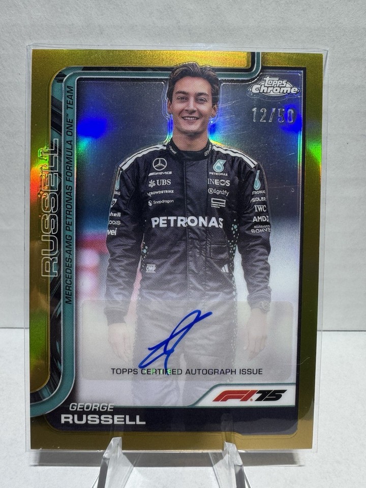 2025 Topps Chrome F1 - George Russell Autograph CAC-RUS - Gold Parallel ...