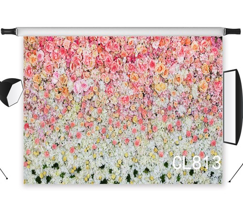 Vinyl & Polyester Colored Flowers Wall Background Backdrop Photography ...