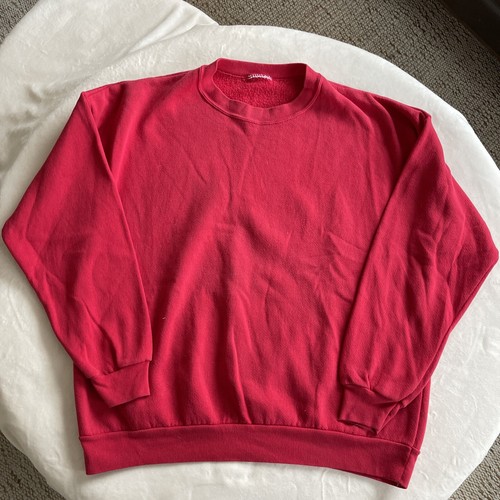 Blank Sweatshirt Men Fit Size L Large Red Vintage 90s Pullover Crewneck ...