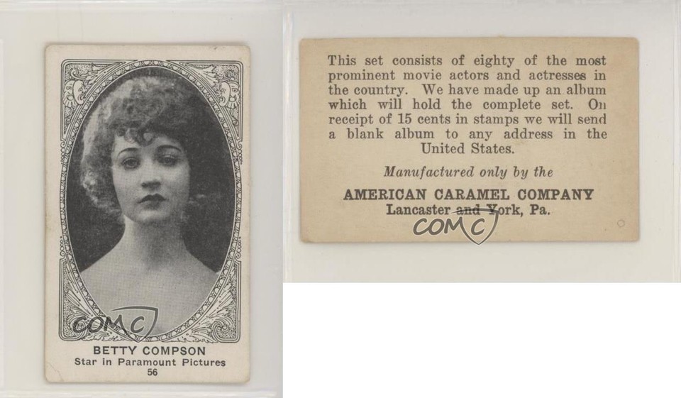 1921 American Caramel Movie Actors and Actresses Eighty Back Betty ...