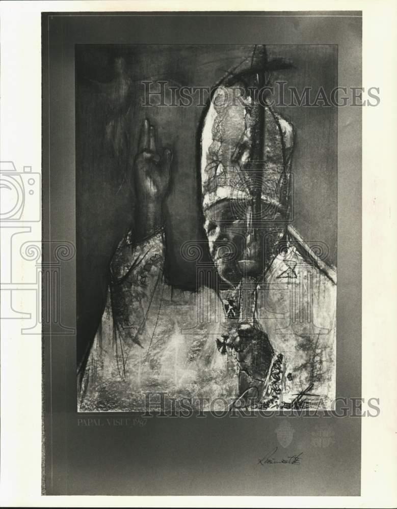 1987 Press Photo Pope John Paul II painting by Garland Robinette ...