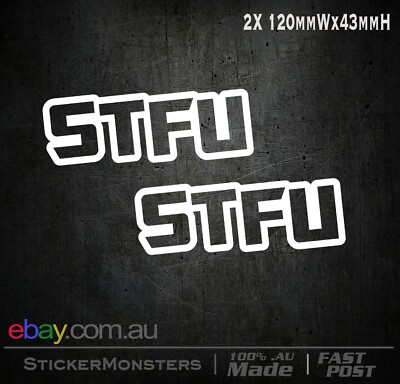 2X STFU REVIEW MIRROR JDM EURO DECALS 120mmW PS4 Console Car Laptop ...