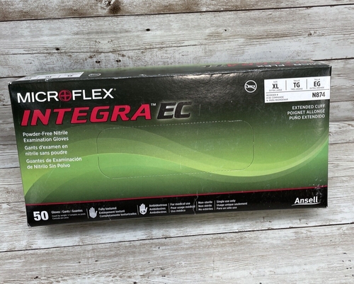 1 Box Ansell Microflex Integra EC Extended Cuff Nitrile Exam Gloves ...