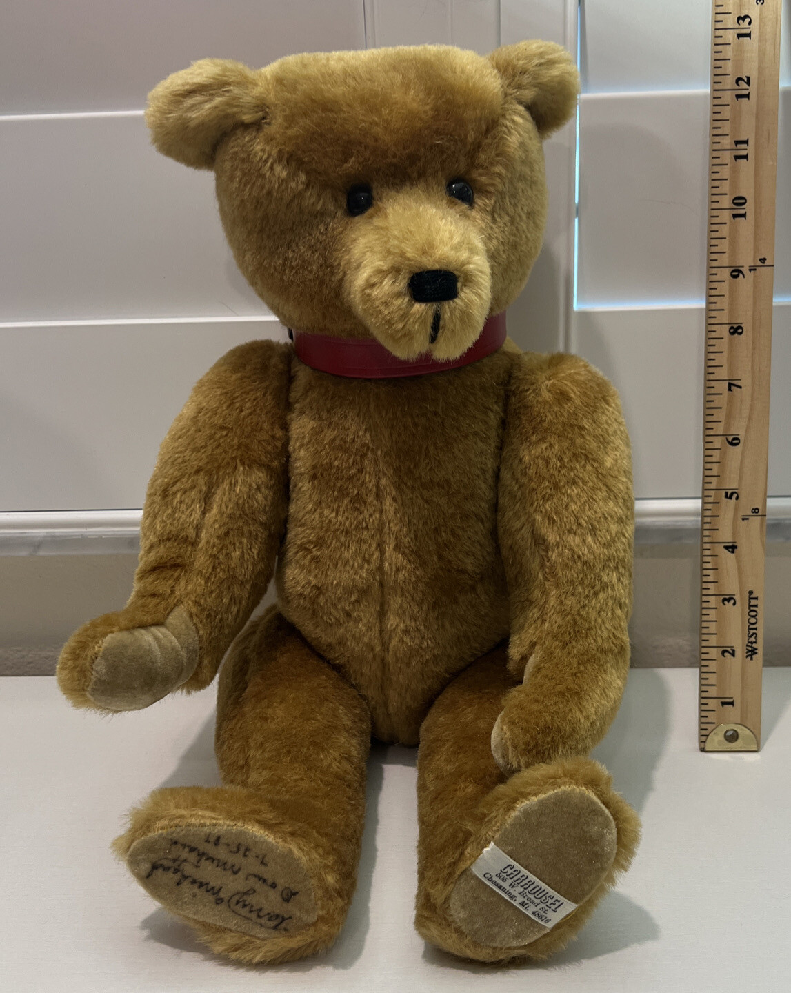Vintage CARROUSEL Teddy Bear Jointed Mohair 18" signed Doris & Terry ...