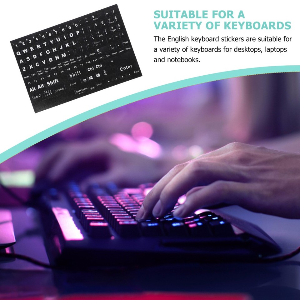 2 Sheets Keyboard Stickers Laptop Computer Letters Typing Decals | eBay UK