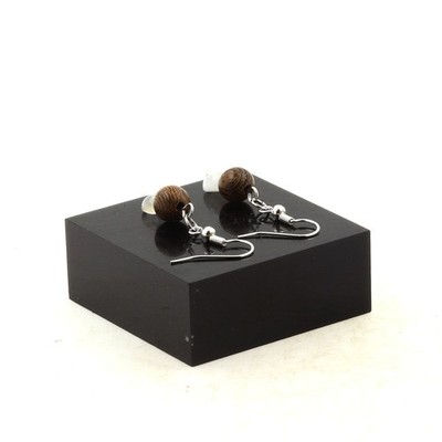 Orecchini 2 Perle Pietra di Luna India + Legno 8 MM IN Acciaio Made | eBay