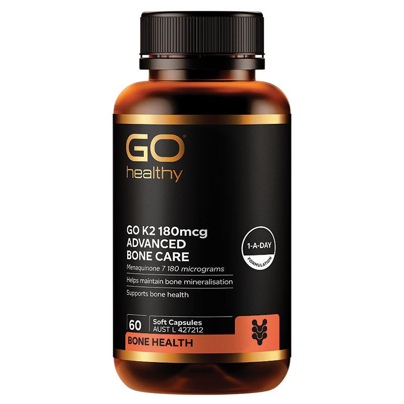 Go Healthy K2 180mcg Advanced Bone Care 60 Soft Capsules Exclusive Size ...