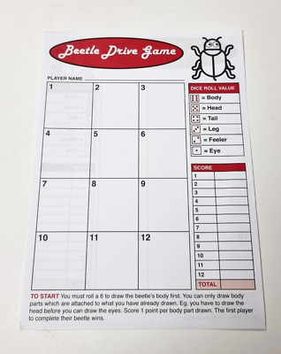 Beetle Drive Score Sheets 768 Games! Cards Pads Pages Refills ...