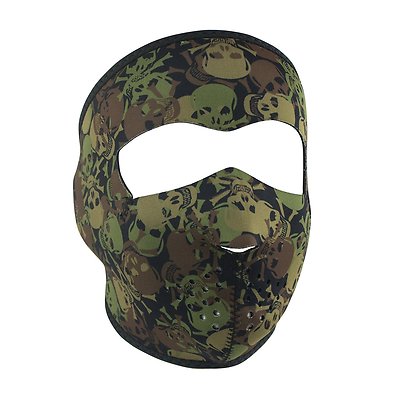 Black Green Brown Skull Camo Neoprene Full Face Mask Biker Reversible ...
