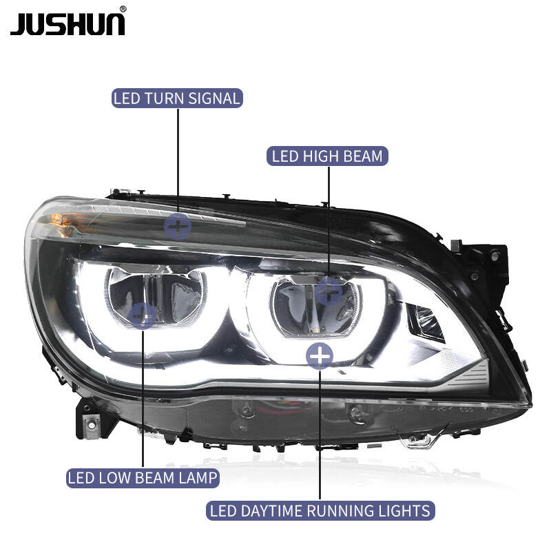 1pair Front Lamps LED Headlight Full Assembly For 2009-2015 BMW 7 ...